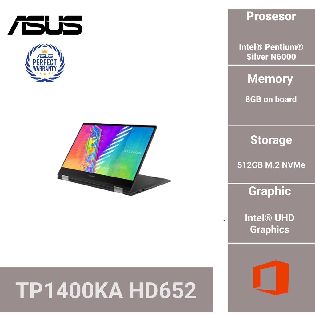 Jual Asus VivoBook Go 14 Flip TP1400KA HD652 N6000 8GB/512GB Win11+OHS ...