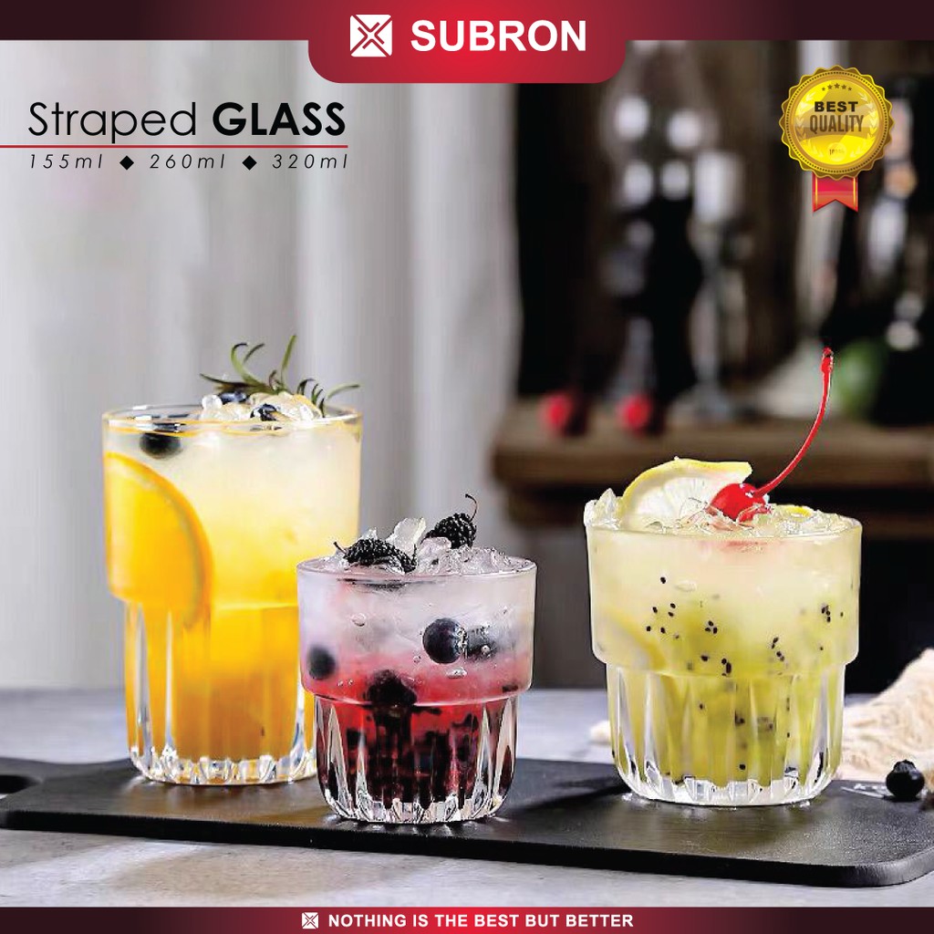 Jual SUBRON Straped Glass Gelas Kaca 155ml 260ml 320ml Kopi Teh Juice ...