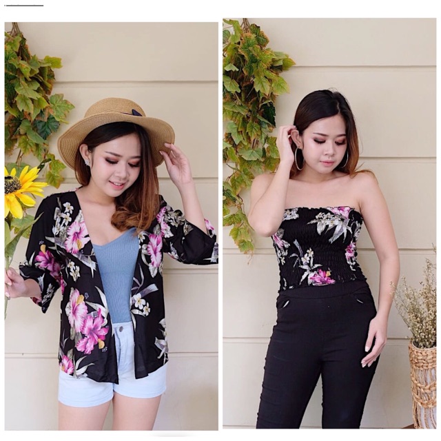 Jual SET CARDIGAN KEMBEN BUNGA A043 | Shopee Indonesia