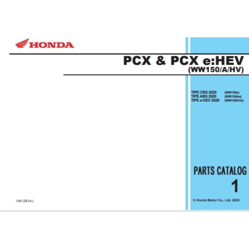 Jual Buku Parts Catalog Catalogue Honda New PCX 160cc 160 Cc 2020 ...