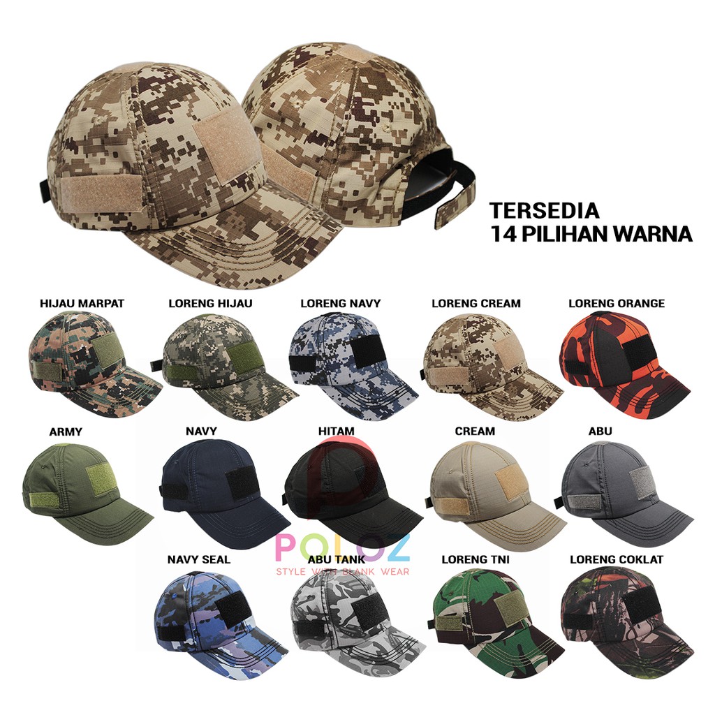 TOPI TAKTIKAL TOPI TACTICAL VELCRO TOPI KOMANDO TOPI TNI TOPI LORENG ...