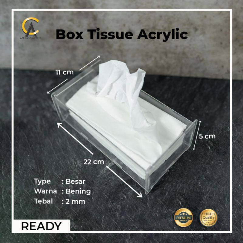 Jual Kotak Tissue Akrilik Besar Bening/Kotak Tissue Acrylic/Tempat ...