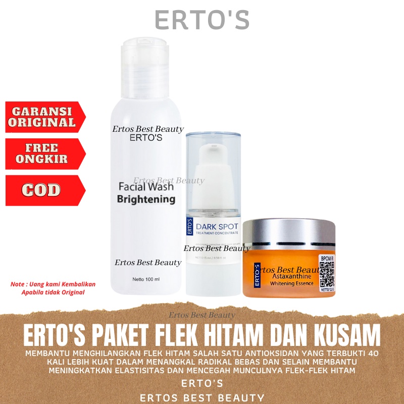Jual Ertos Paket Flek Hitam dan Kusam 3in1 ( Facial Wash, Astaxanthine, Dark Spot Serum ...
