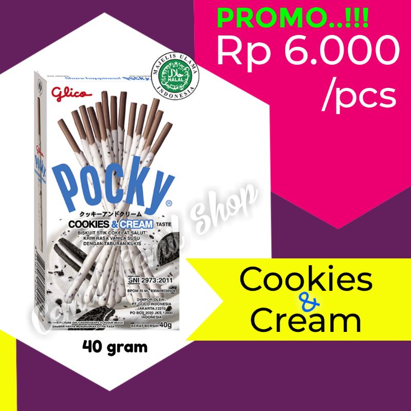 Jual Glico Pocky Cookies & Cream Flavour 40 gr | Shopee Indonesia