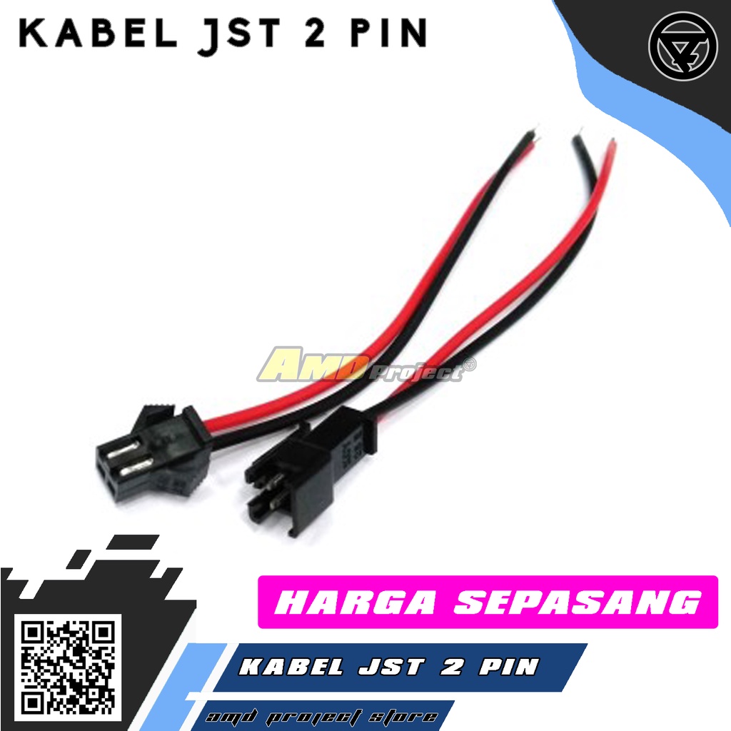 Jual Kabel Soket DC 2 pin Konektor JST Male Female Connector Cable 2P ...