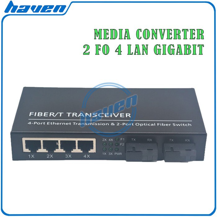 Jual Media Converter Gigabit 2 Port FO 4 Port LAN / Switch Fiber 2 FO 4 LAN Gigabit | Shopee ...