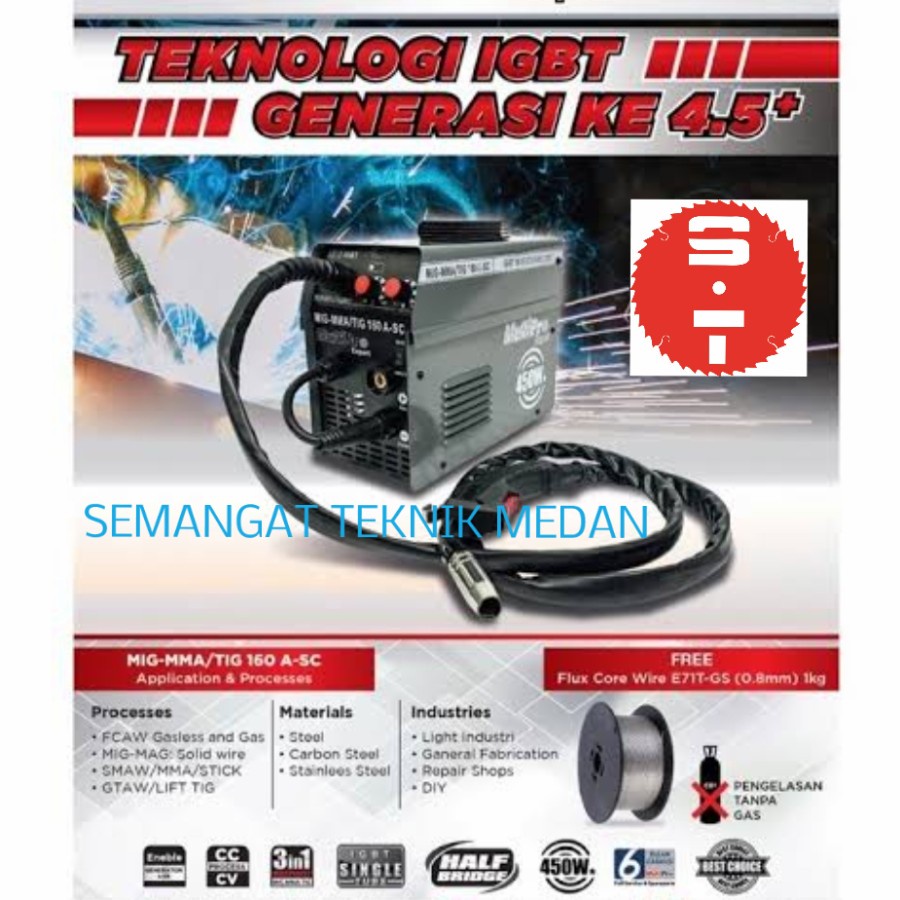 Jual MESIN TRAFO LAS 3 FUNGSI ARGON MIG MMA TIG 160 A-SC STAINLESS ...