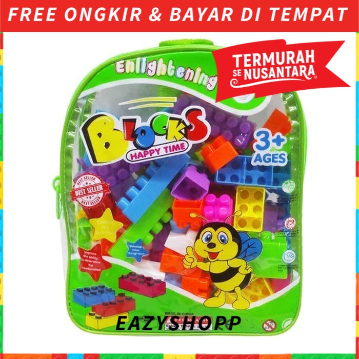 Jual Mainan Anak Edukasi Laki Perempuan Kado Balok Block Puzzle Tas ...