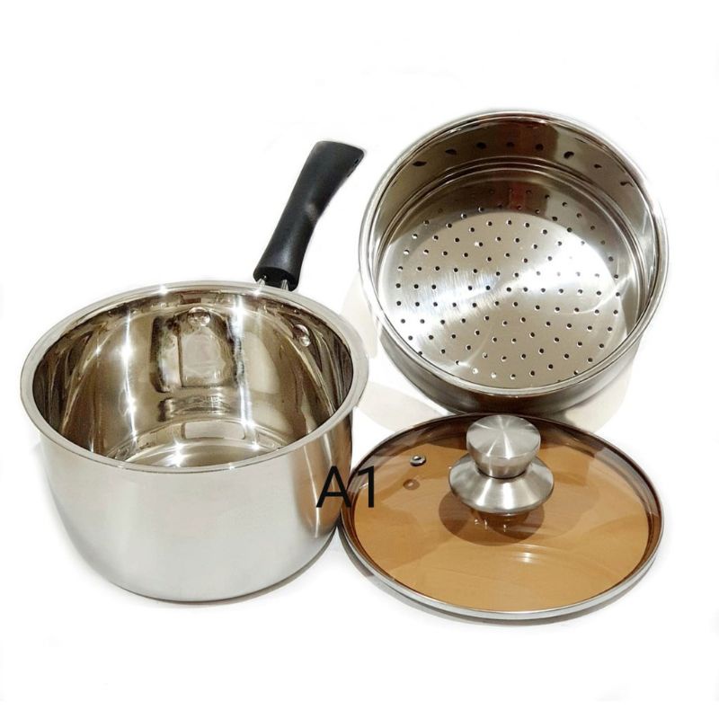 Jual Panci Milk Pan Steamer Kukus Stainless Vienna / Panci Gagang Stainless | Shopee Indonesia