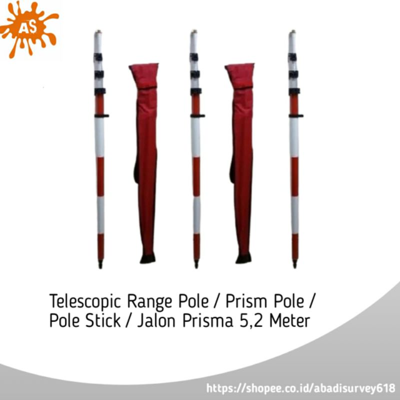 Jual Telescopic Range Pole / Prism Pole / Pole Stick / Jalon Prisma 5,2 ...