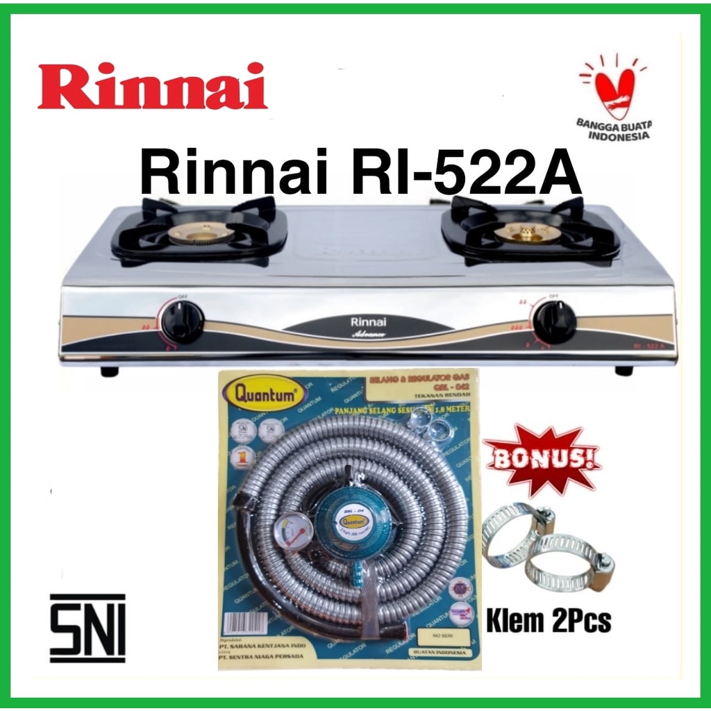 Jual Paket Kompor Gas Rinnai RI-522A /Kompor Gas 2Tungku RI-522A Bonus ...