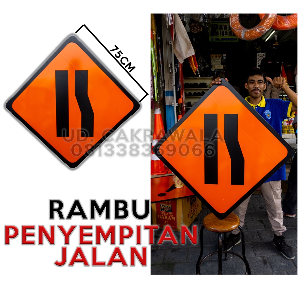 Jual Plang / Plakat / Rambu Peringatan Penyempitan Jalan | Shopee Indonesia