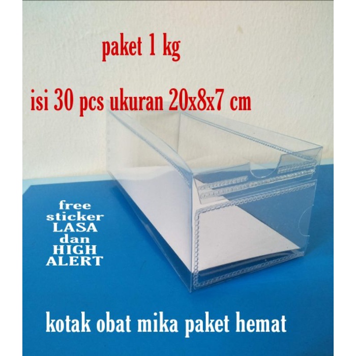 Jual kotak obat mika paket 1 kg ukuran 20 x 8 x 7 cm sebanyak 30 pcs ...