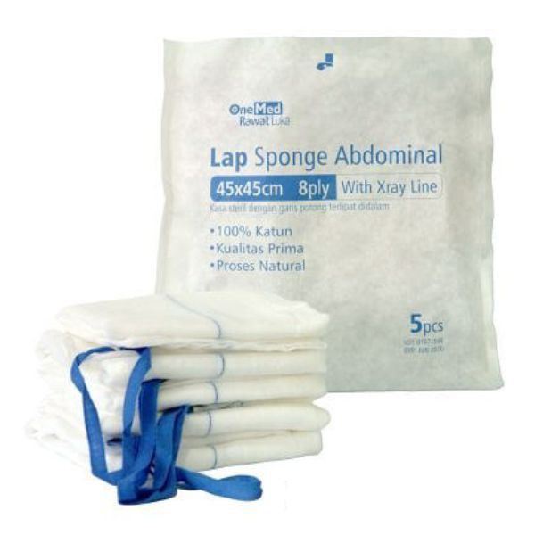 Jual Lap Sponge Abdominal 45cm 8ply isi 5 with X-ray Line OneMed ...
