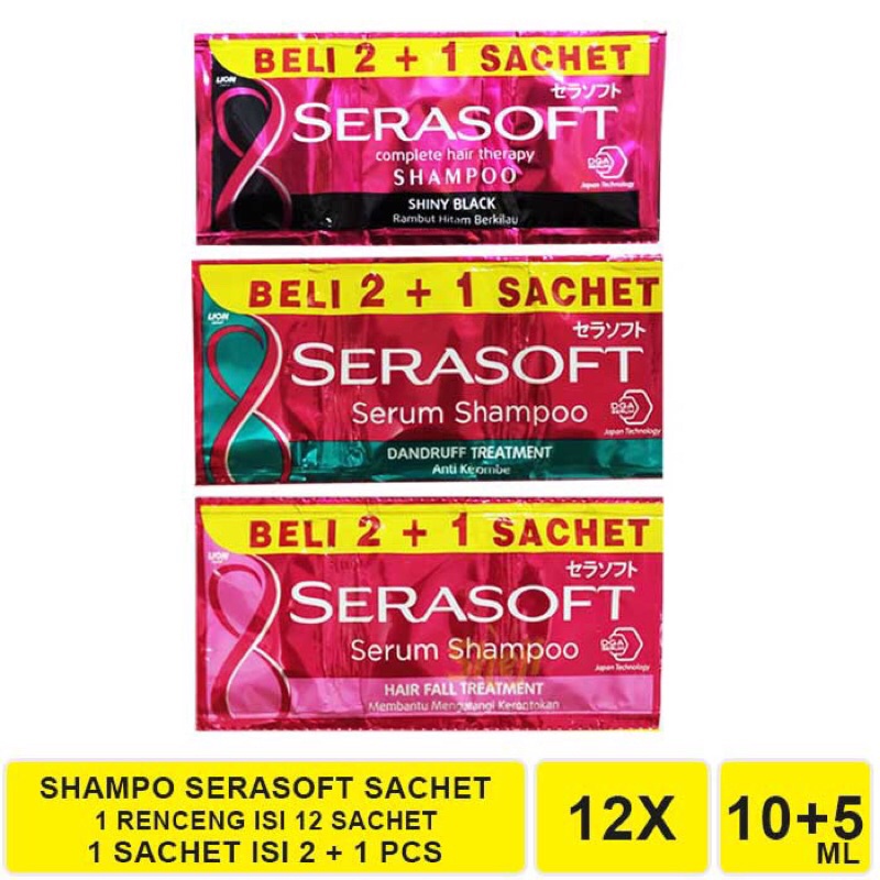 Jual SHAMPOO SERASOFT SACHET KEMASAN 1 SACHET ISI 3 PCS (BELI 2 + 1 PCS ...