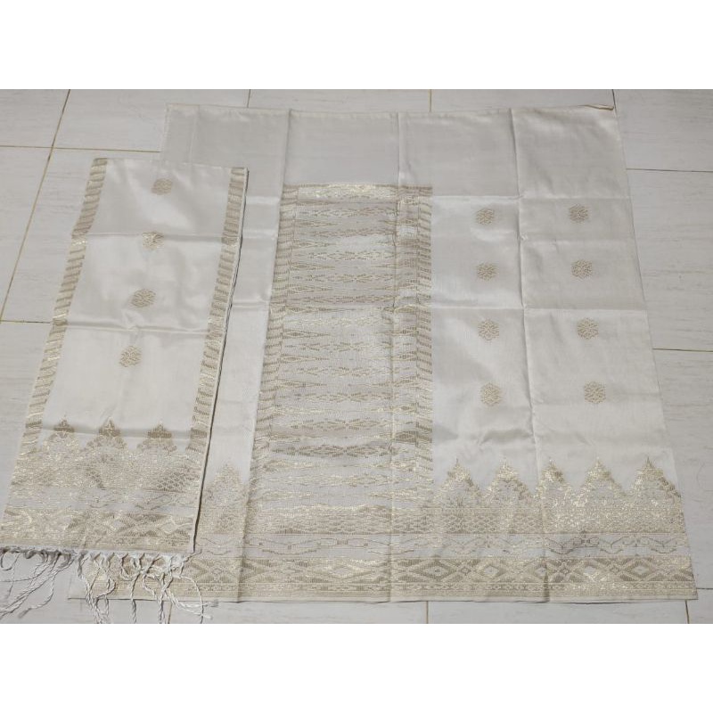 Jual Songket Silungkang Padang warna krem gold ( putih tulang motif ...