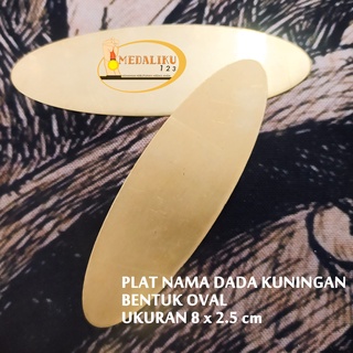 Jual Plat Kuningan Oval 8x2,5 cm 0,5mm Bahan Name Tag / Nama Dada Resin ...