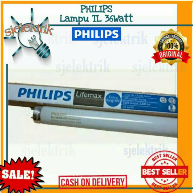 Jual Lampu TL Neon Philips 36 Watt 36W Lifemax Lampu Philip TL Neon 36 W - 120 Cm Indonesia ...