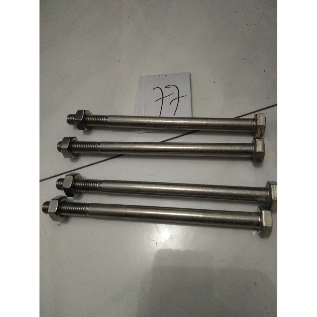 Jual mur baut sus 304 m 12 x 100 mm kunci 19 stainless hexagonal bolt nut DISKON6 | Shopee Indonesia