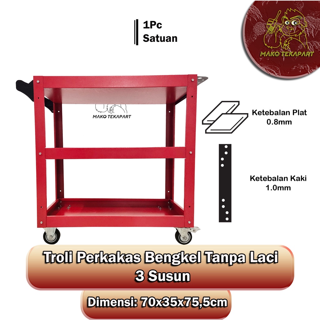 Jual Rak Perkakas/Troli Perkakas Bengkel TANPA/TIDAK ADA Laci | Shopee ...