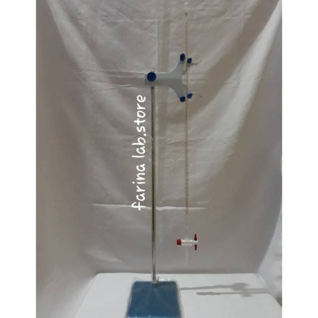 Jual Set Buret 50ml kran Teflon Pyrex + Statip+Clamp | Shopee Indonesia