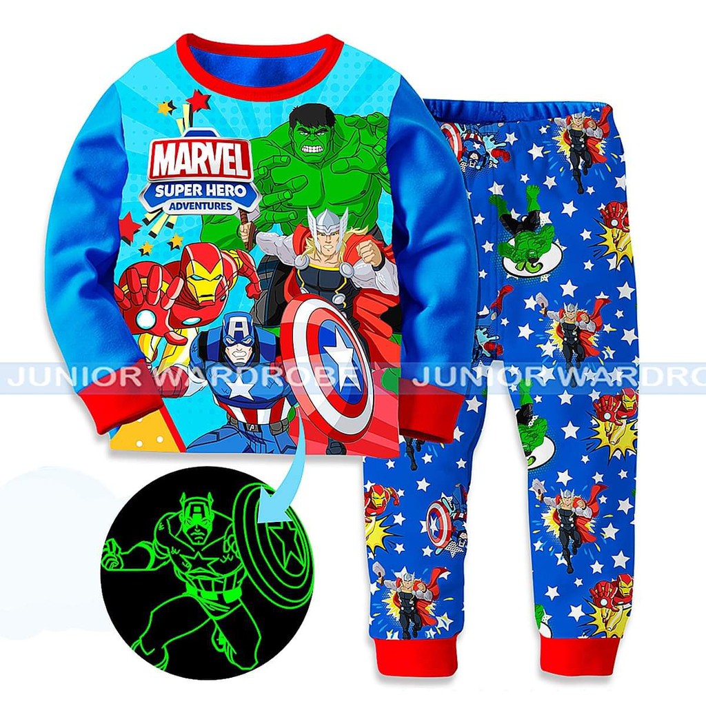 Jual Baju Tidur Marvel Hulk Warna Biru Piyama Teenager Glow In The Dark ...