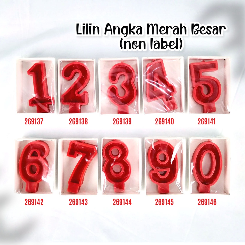 Jual Lilin Angka Merah Besar / Non Label / Tanpa Card (1 Bal 12 Pcs ...