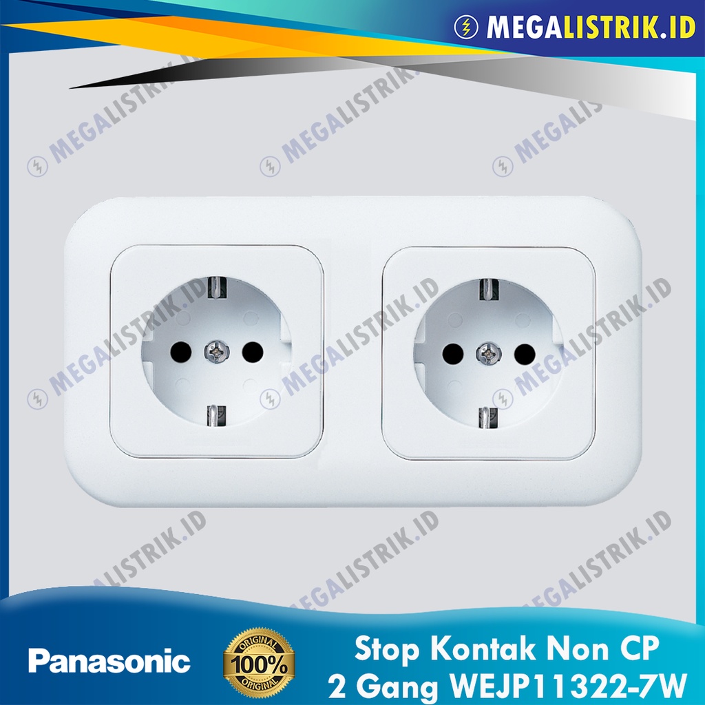 Jual PANASONIC DOUBLE STOP KONTAK NON CP PUTIH / SOCKET OUTLET 2 GANG ...