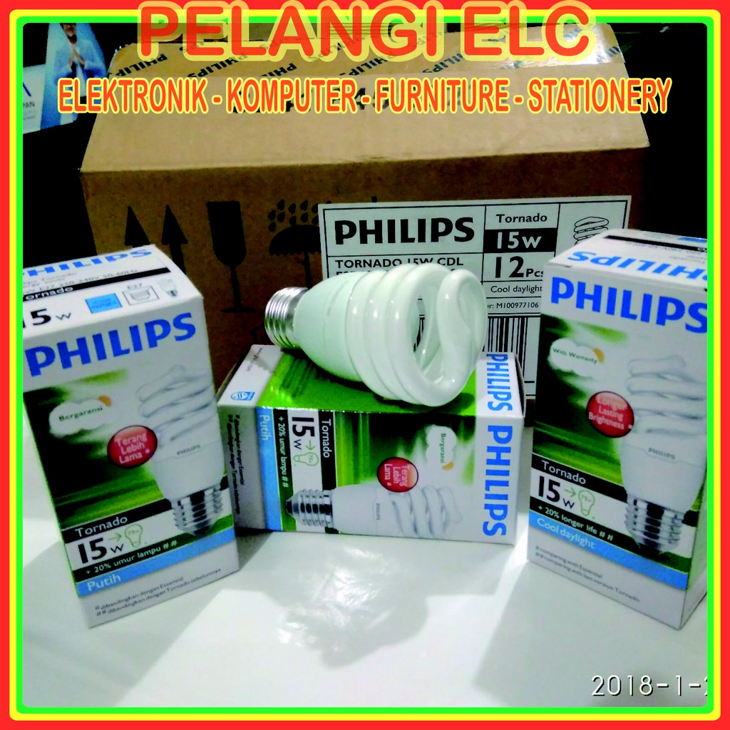 Jual LAMPU PHILIPS SPIRAL - TORNADO 15 WATT ORIGINAL - PUTIH COOL DAYLIGHT | Shopee Indonesia