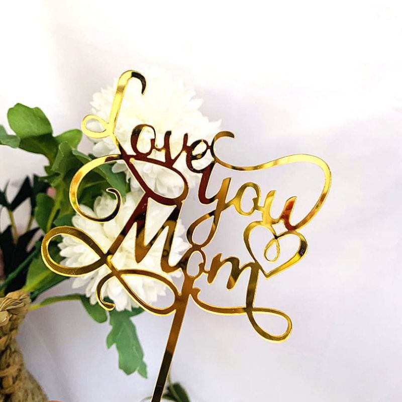 Jual CAKE TOPPER AKRILIK LOVE YOU MOM ULANG TAHUN MAMA SELAMAT HARI IBU ...