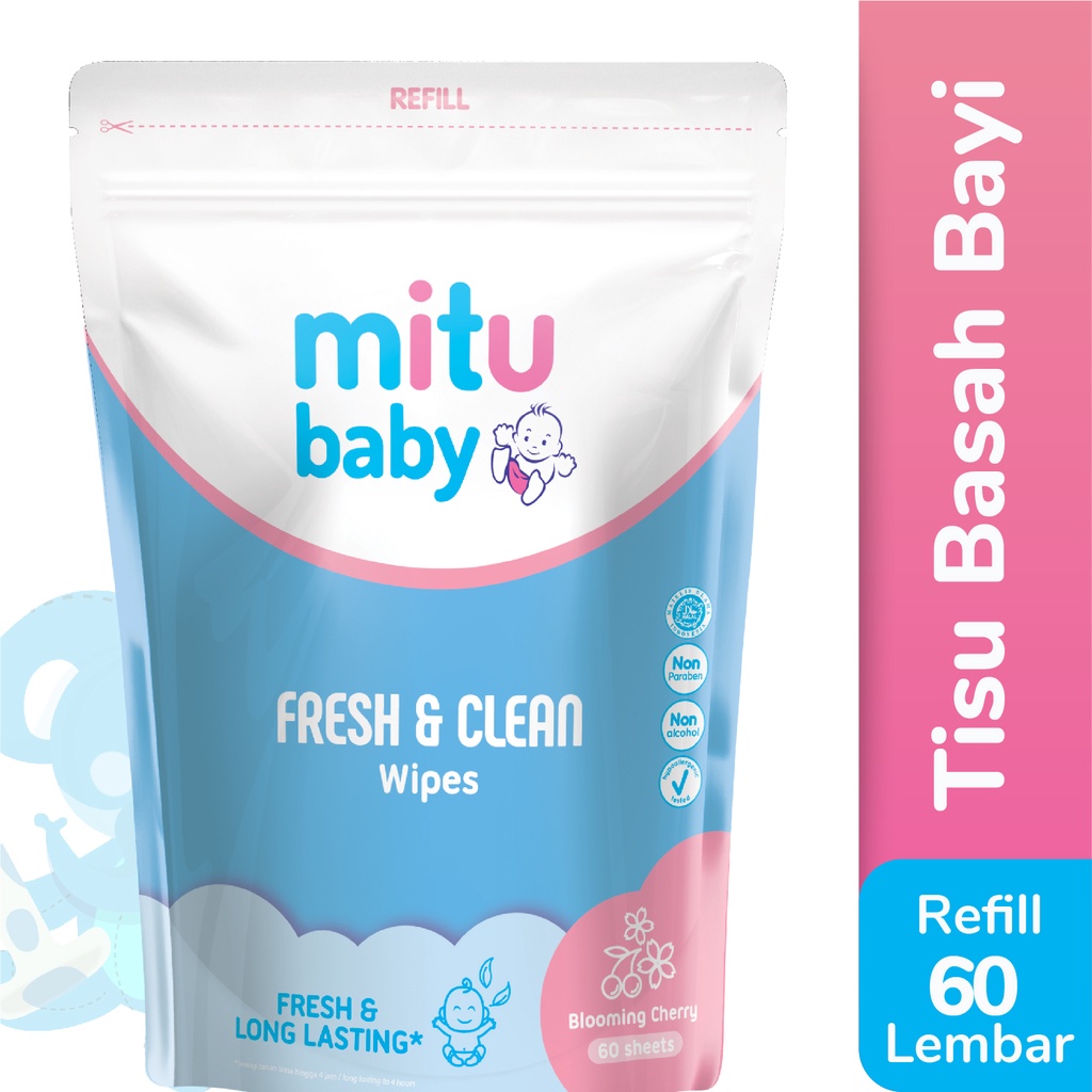 Jual Mitu Baby Fresh & Clean Wipes Blooming Cherry Refill 60'S - Tisu Basah Bayi | Shopee Indonesia