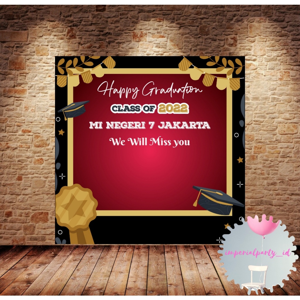 Jual Custom Graduate Backdrop Banner Spanduk School Graduation Merah ...