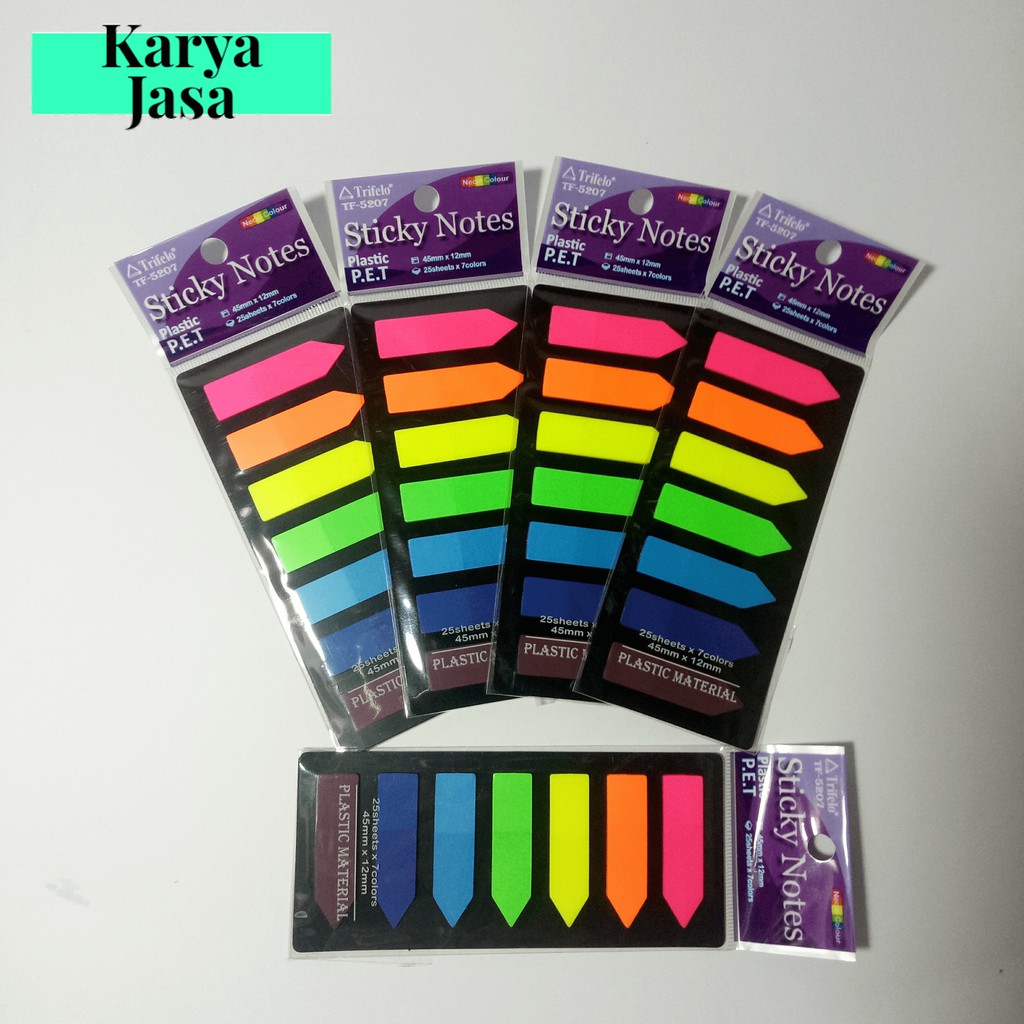 Jual Trifelo Sticky Notes Plastic 45x12mm | Pembatas Batas Buku Plastik ...