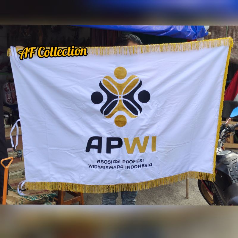 Jual Bendera Pataka Bordir Custom Satu Muka Rumbai Emas | Shopee Indonesia