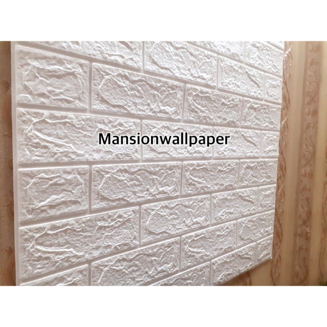 Jual Wallpaper Sticker Foam Batu Bata Putih 3D Timbul 70x77cm | Shopee ...