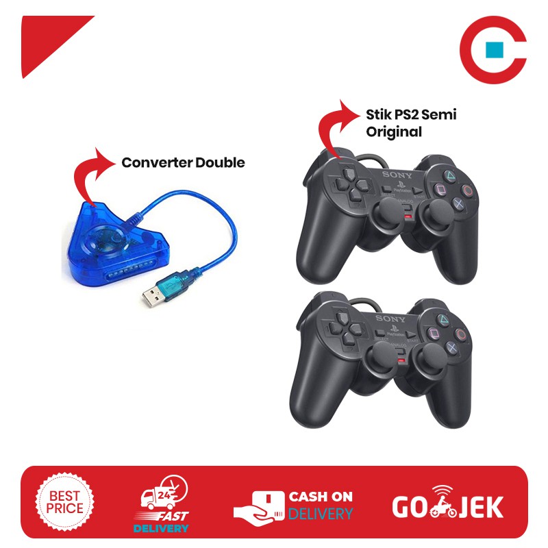 Jual Paket Bundle Stick Stik PS2 Semi Original + Converter Stik Double ...