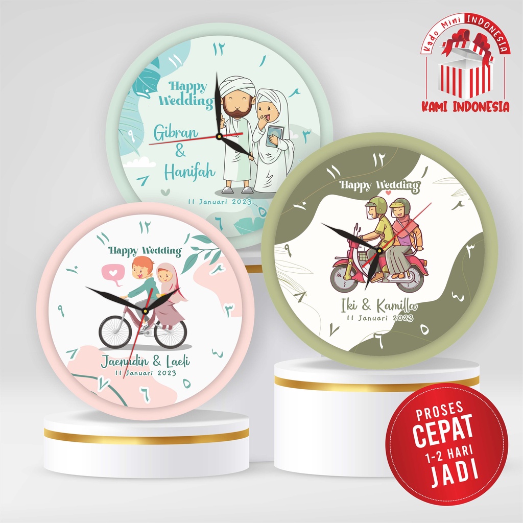 Jual JAM BEKER KAYU CUSTOM NAMA KARTUN KADO PERNIKAHAN MEJA DUDUK UNIK ...