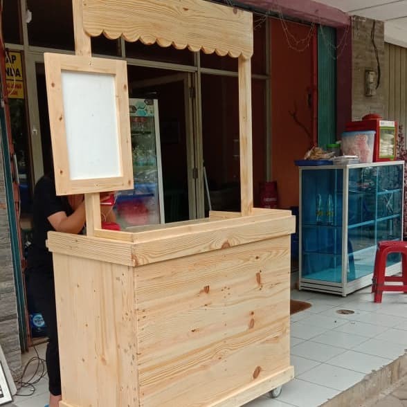 Jual Gerobak Jualan Stand Booth Kayu Jati Belanda rombong Murah Meriah ...
