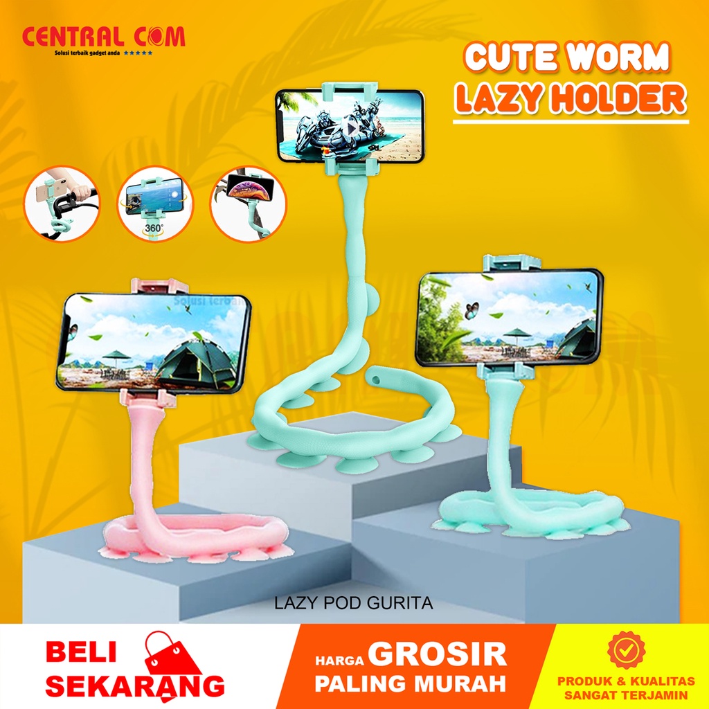 Jual Worm Lazypod Cute Lazy Pod Holder Smartphone 360 Tongsis HP Phone ...