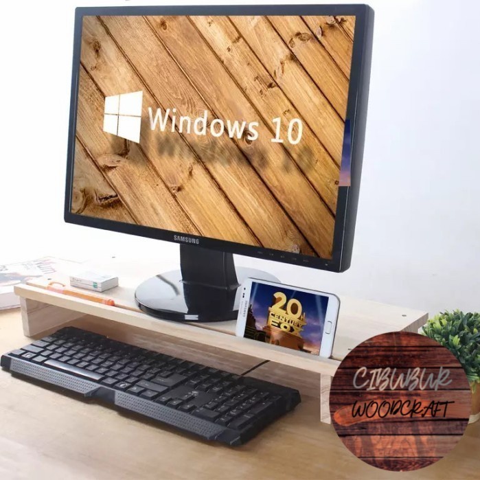 Jual monitor LED stand kayu dudukan komputer rak dudukan HP Lebar 13 cm ...