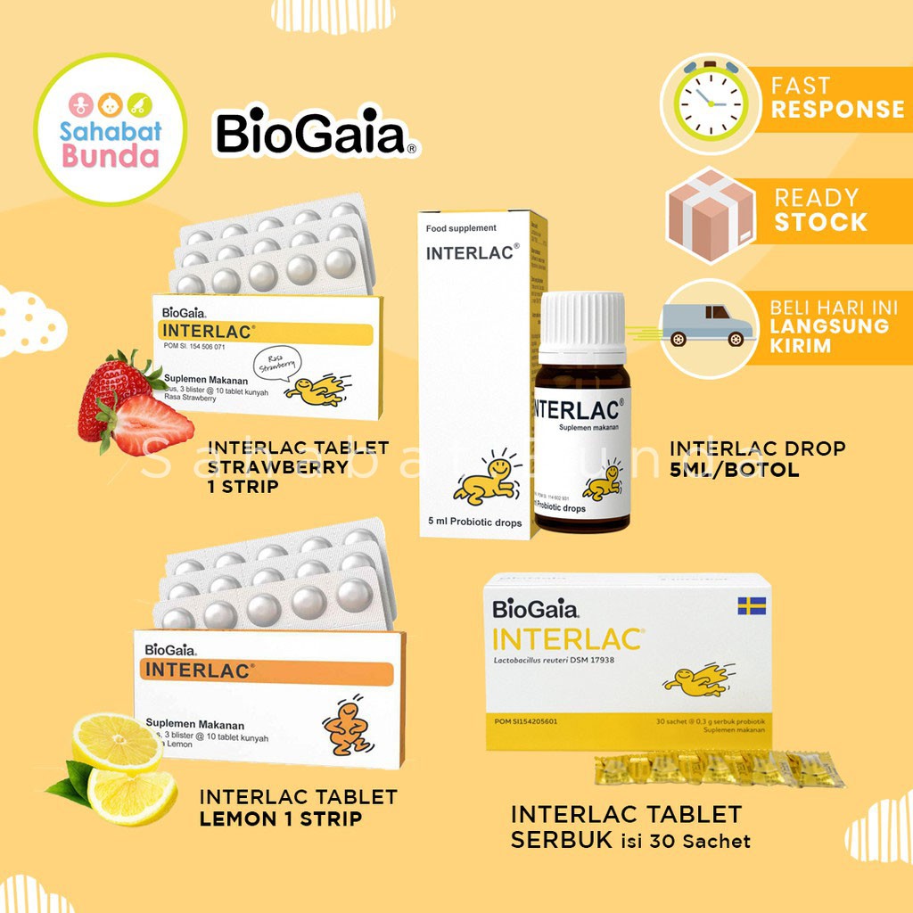 [BPOM] INTERLAC Oil Probiotic Drop 5ml / Tablet Kunyah / Sachet for ...
