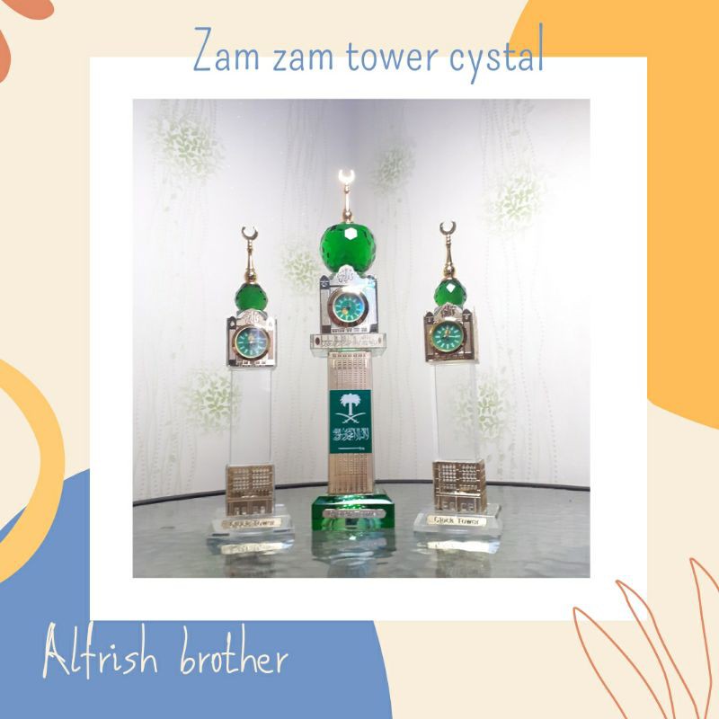 Jual Zamzam tower kristal hiasan meja crystal jam mekah oleh oleh khas ...