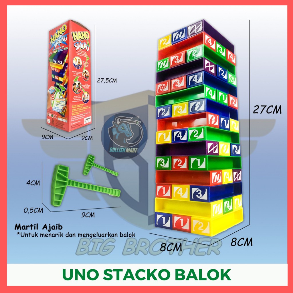 Jual Uno Stacko Balok Mainan Edukasi Anak Mainan Susun Uno Balok Block ...