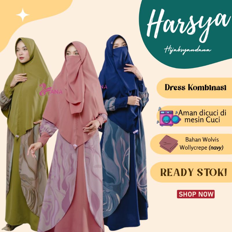 Jual HARSYA DRESS - Hijabsyandana ( Dress only / Set Hijab) | Shopee ...