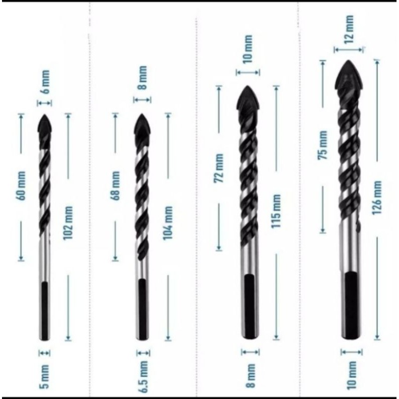 Jual mata bor untuk keramik/beton/kaca/granit keramik/mata bor bentuk tombak 6mm 8mm 10mm 12mm ...