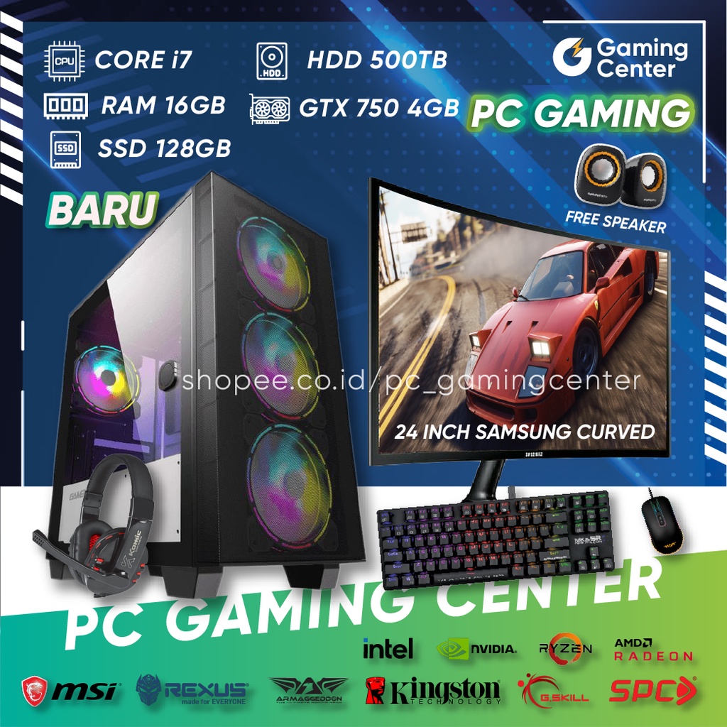 Jual PC Gaming Live Streaming Editing i7 Ram 16GB VGA 4GB DDR5 Monitor ...