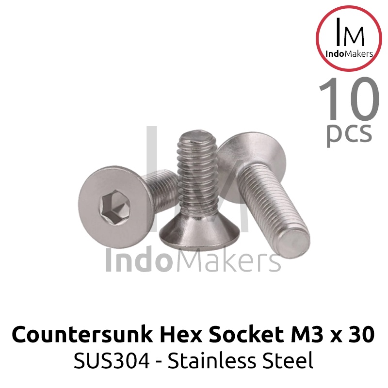 Jual Din7991 Hex Countersunk Screw Baut Flat Hexa Stainless Steel M3