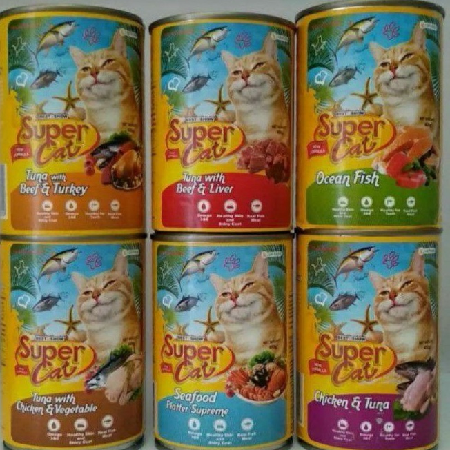 Jual SUPER CAT kaleng 400gr varian rasa Makanan Kucing FRESHPACK ...
