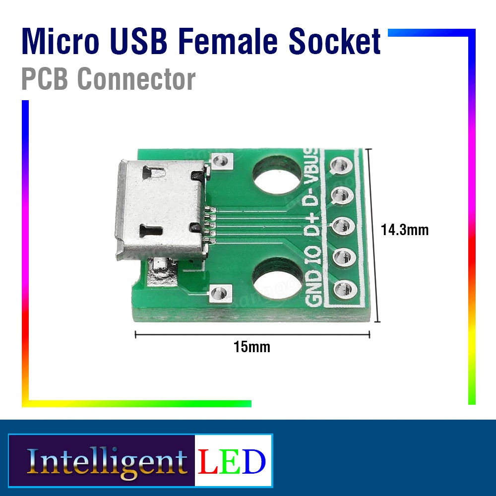 Jual Micro USB Female Socket PCB Connector to 5 Pin DIP | Shopee Indonesia