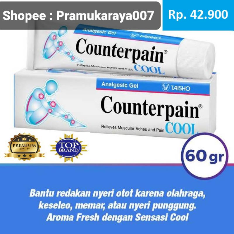 Jual Counterpain Biru Cool Cream Gel 60g Obat Pegal Pegal Linu Nyeri ...